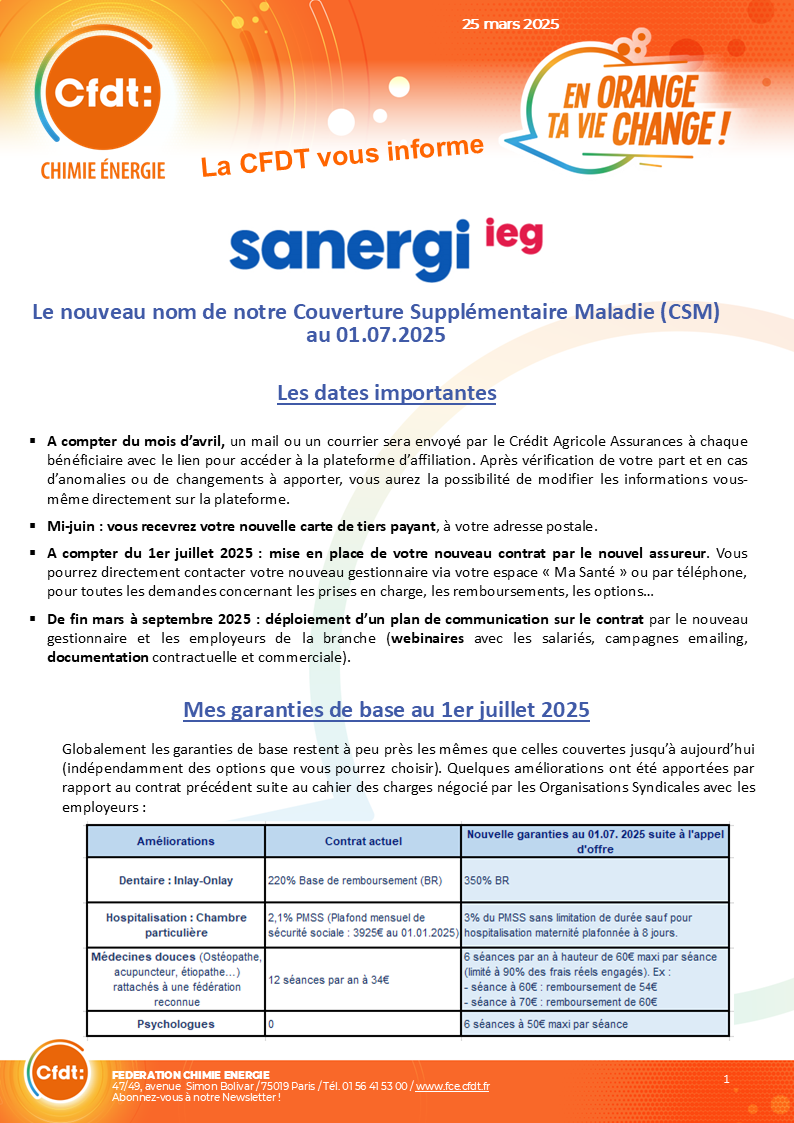 IEG _ changement CSM les dates importantes - Fédération Chimie Energie CFDT