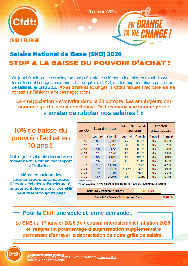 IEG _ SNB 2026 : STOP A LA BAISSE DU POUVOIR D’ACHAT ! - Fédération Chimie Energie CFDT